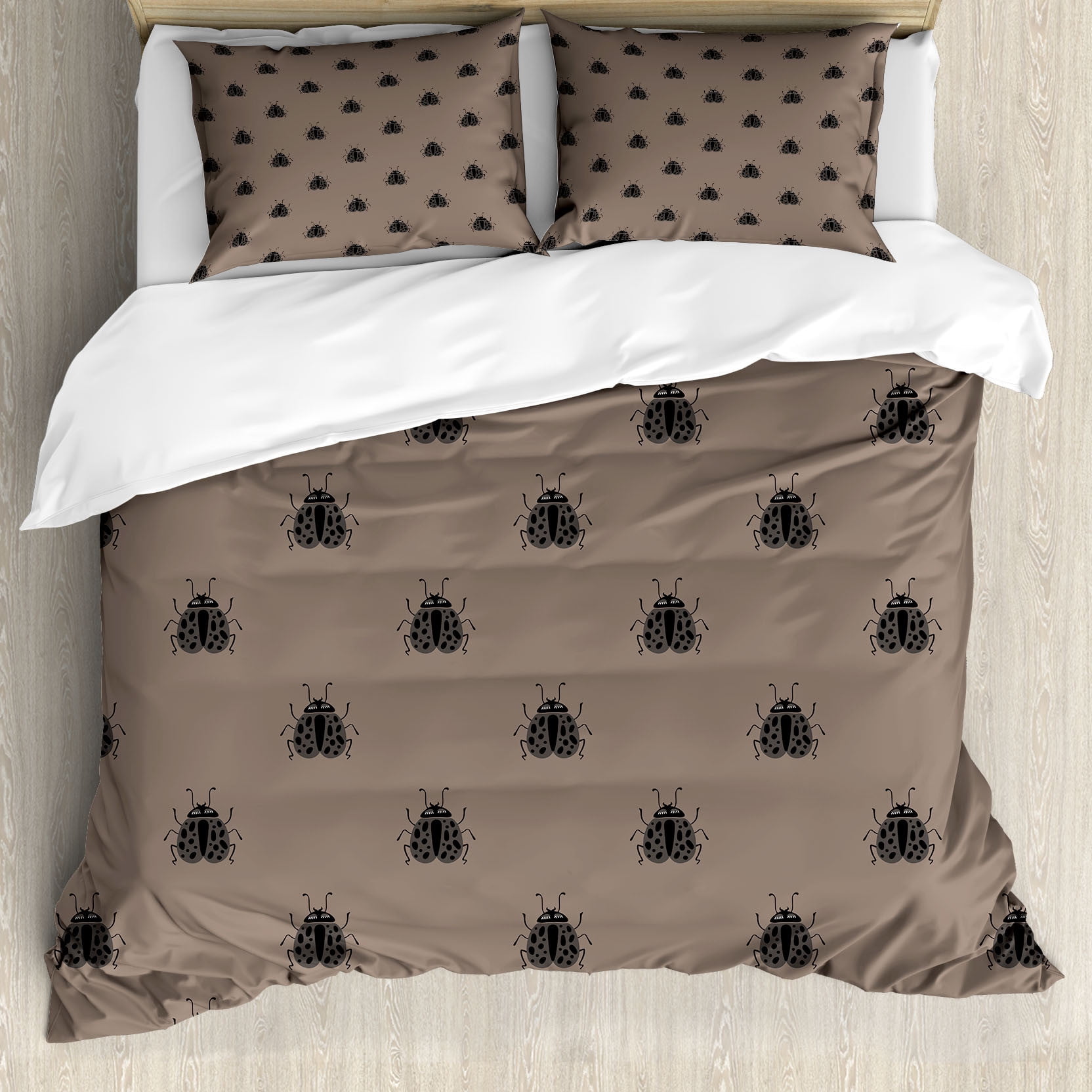 Ladybugs Duvet Cover Set, Dame Insect Dark Gloomy Colors Melancholic ...