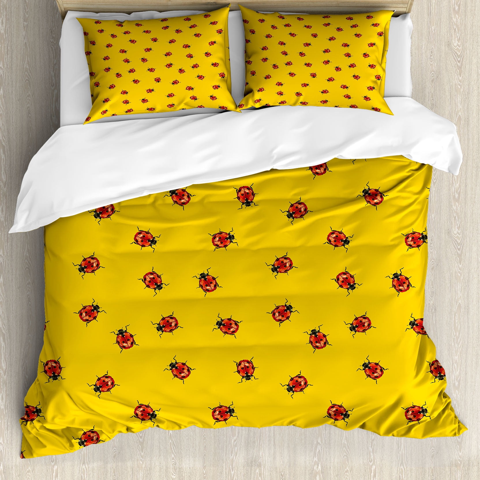 Ladybugs Duvet Cover Set, Small Insects in Red Dame Beetle Spots on ...