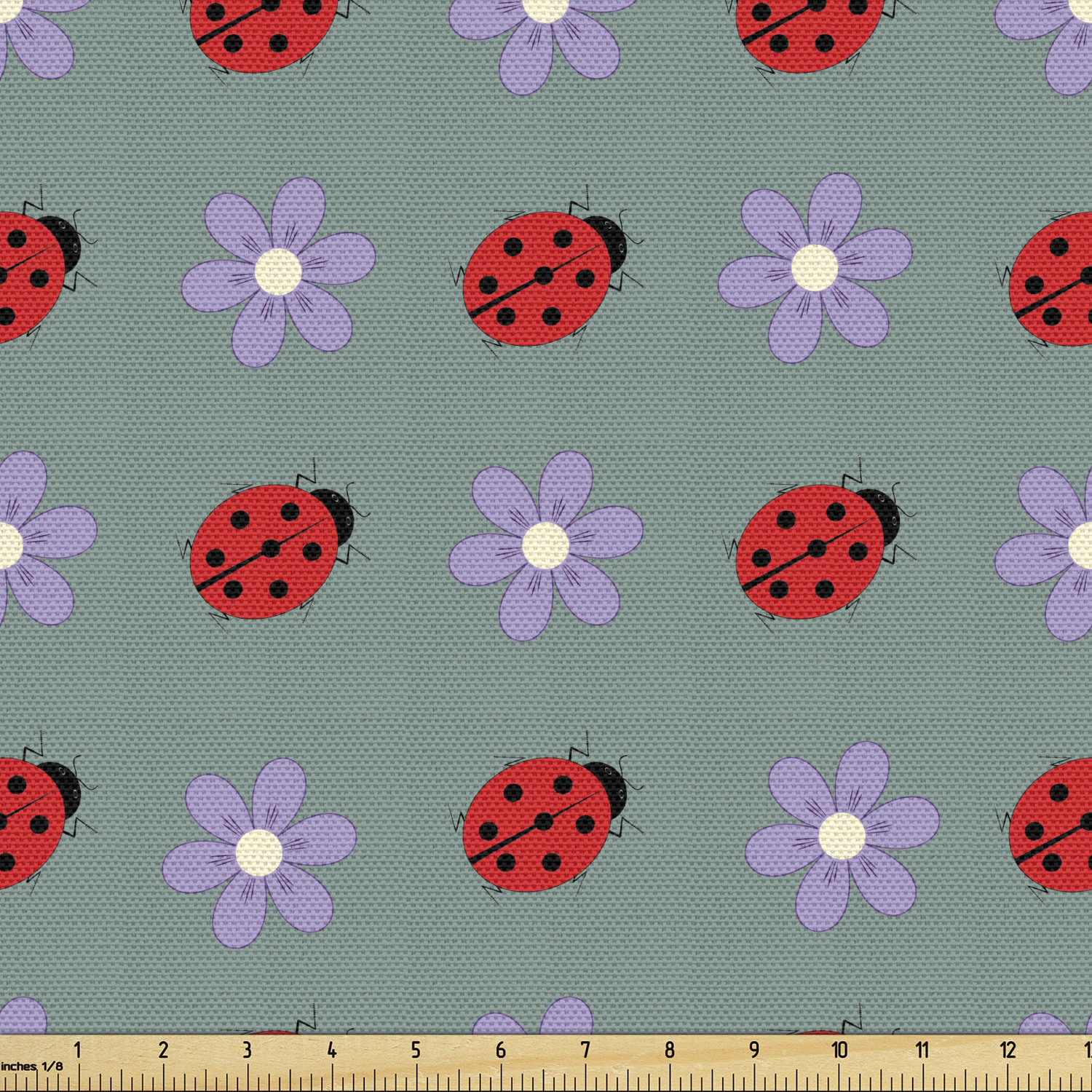 Ambesonne Ladybugs Fabric by the Yard Upholstery, Flora and Fauna ...