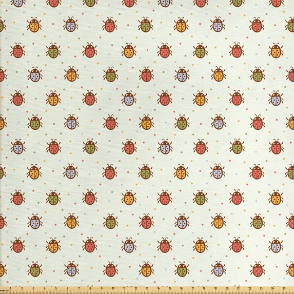 Ambesonne Cartoon Fabric by the Yard Upholstery, Pastel Colored ...