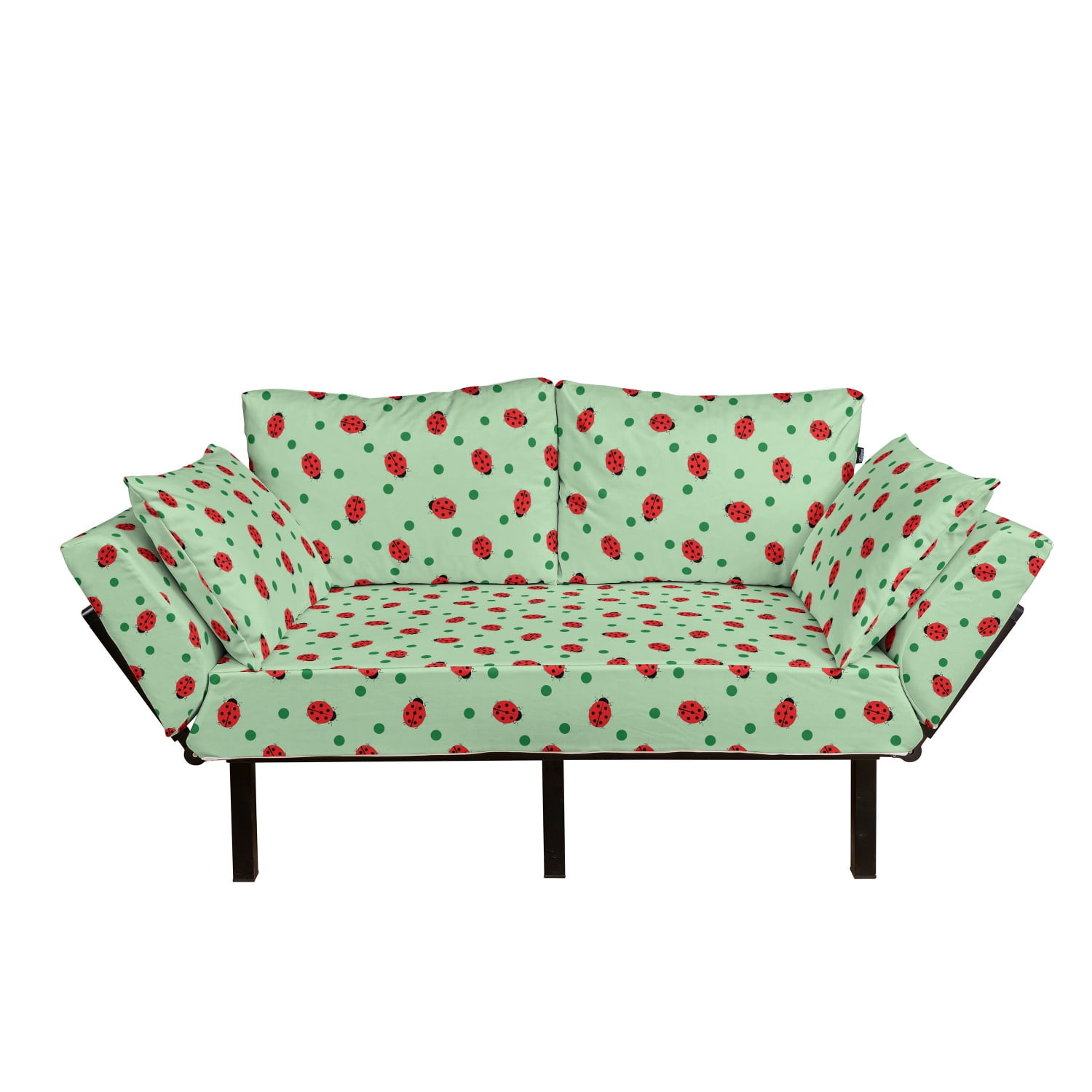 Ladybugs Futon Couch, Traditional Polka Dots Background Abstract ...