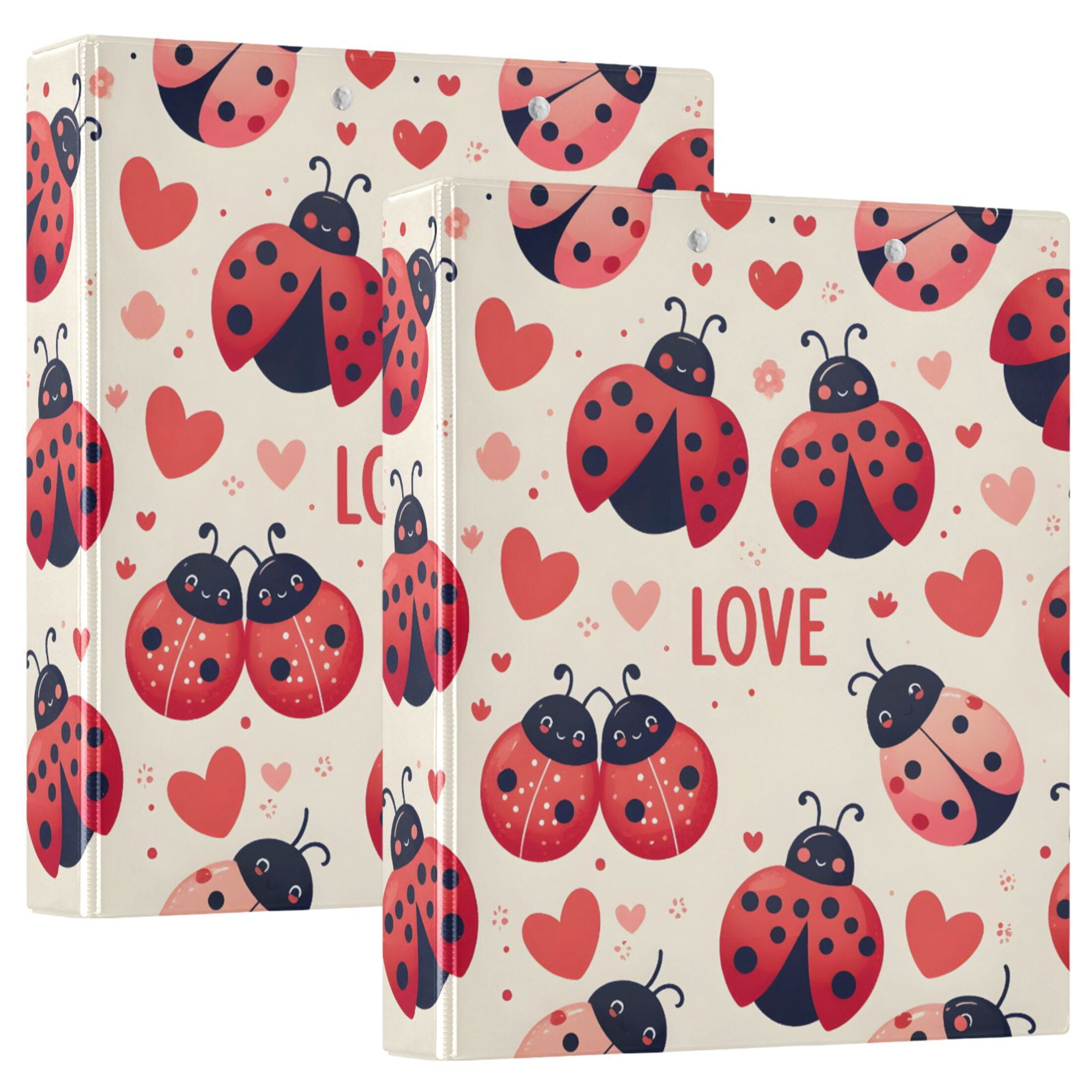 Ladybugs Heart Love 3 Ring Hardcover Binders 1.5" Round Rings for ...