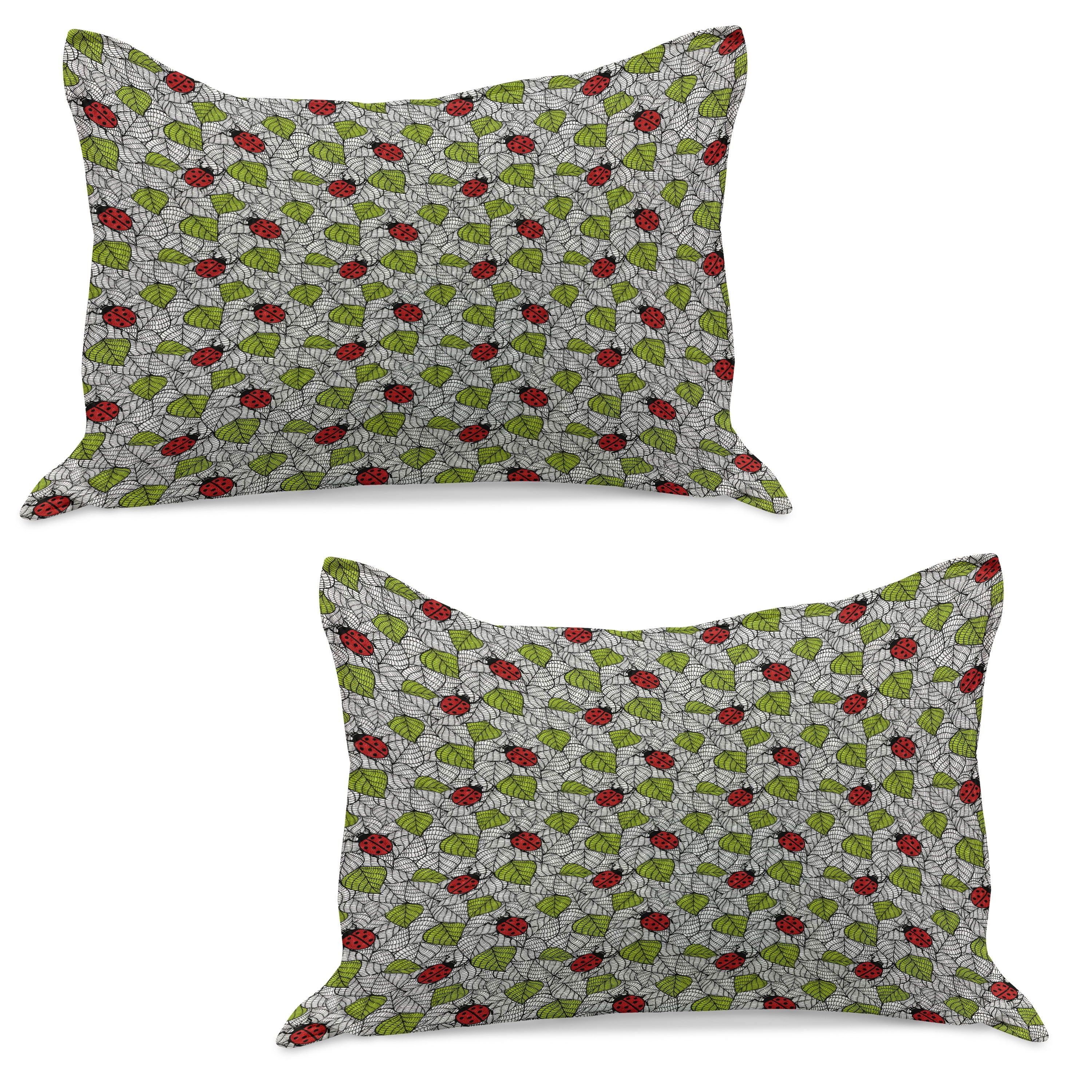 Ladybugs Knitted Quilt Pillowcover Set of 2, Ecological Fresh Leaves ...