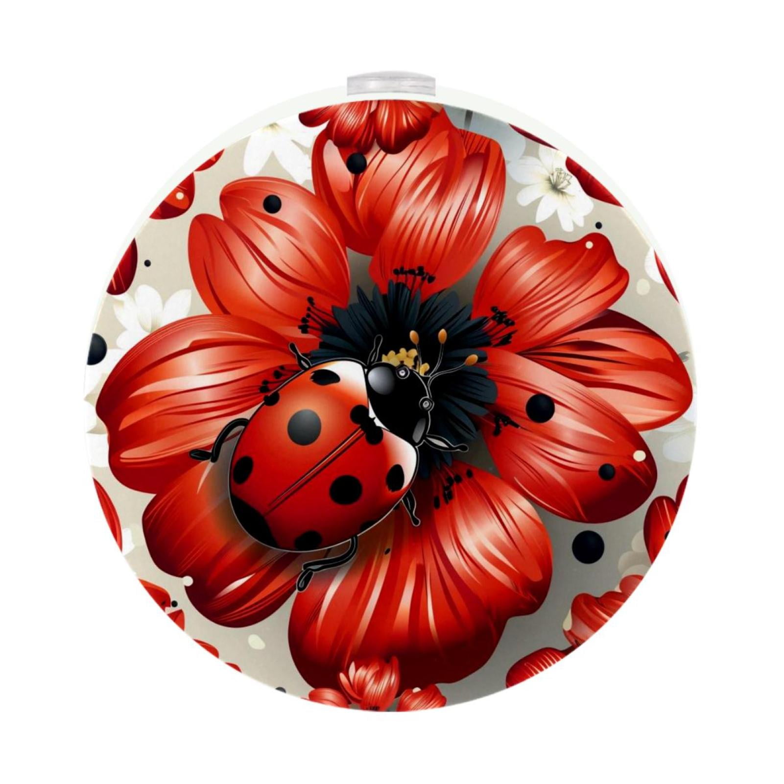 Ladybugs LED Round Night Light-2PCS, Plug-in Dusk-to-Dawn Auto Sensor ...