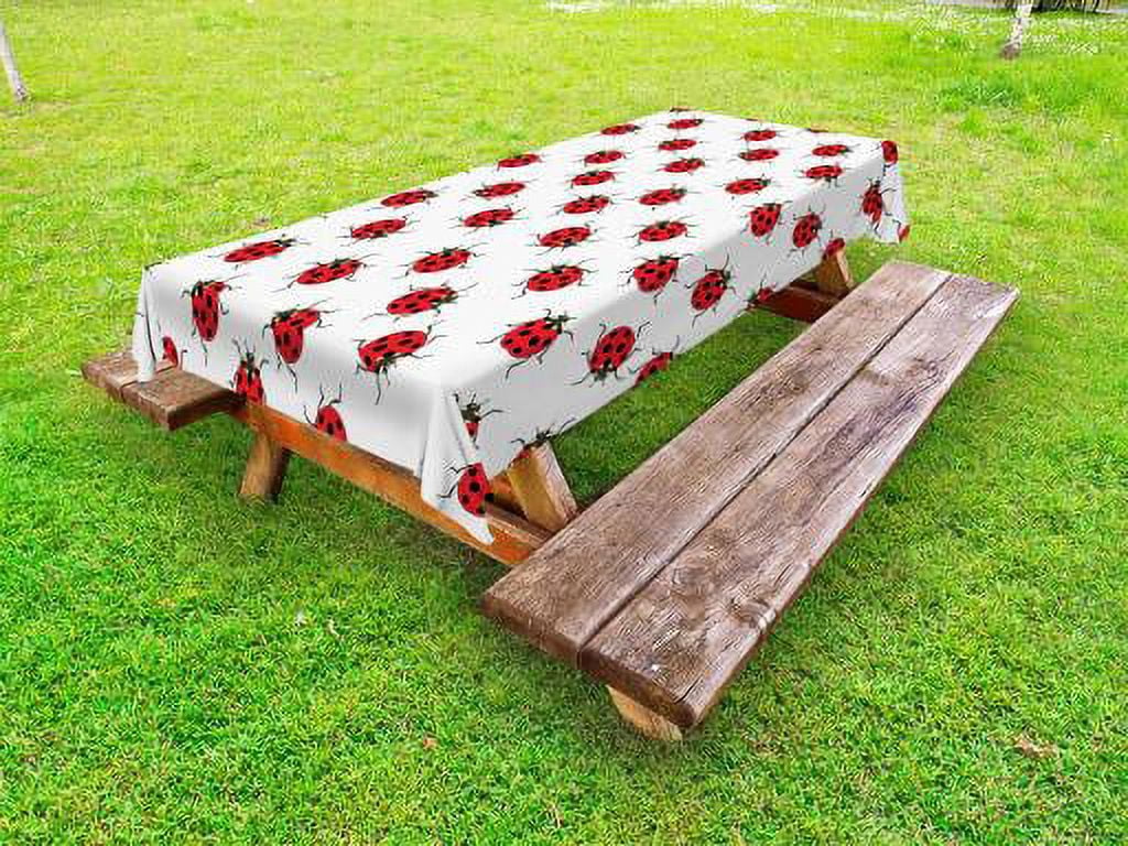 Ladybugs Outdoor Tablecloth, Ladybugs Pattern Bunch of Bugs Infinite ...