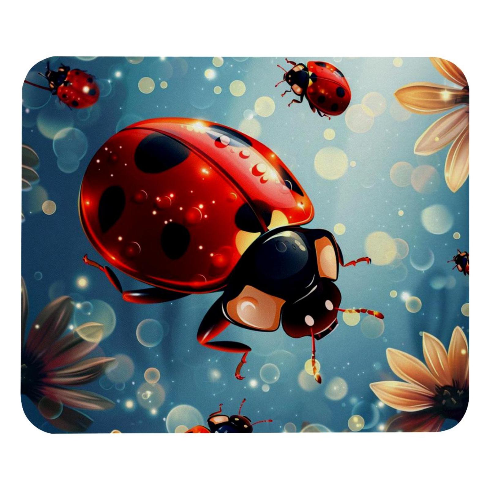 Ladybugs Printed Square Desk Pad, 8.3x9.8 Inch Non-Slip Rubber Bottom ...