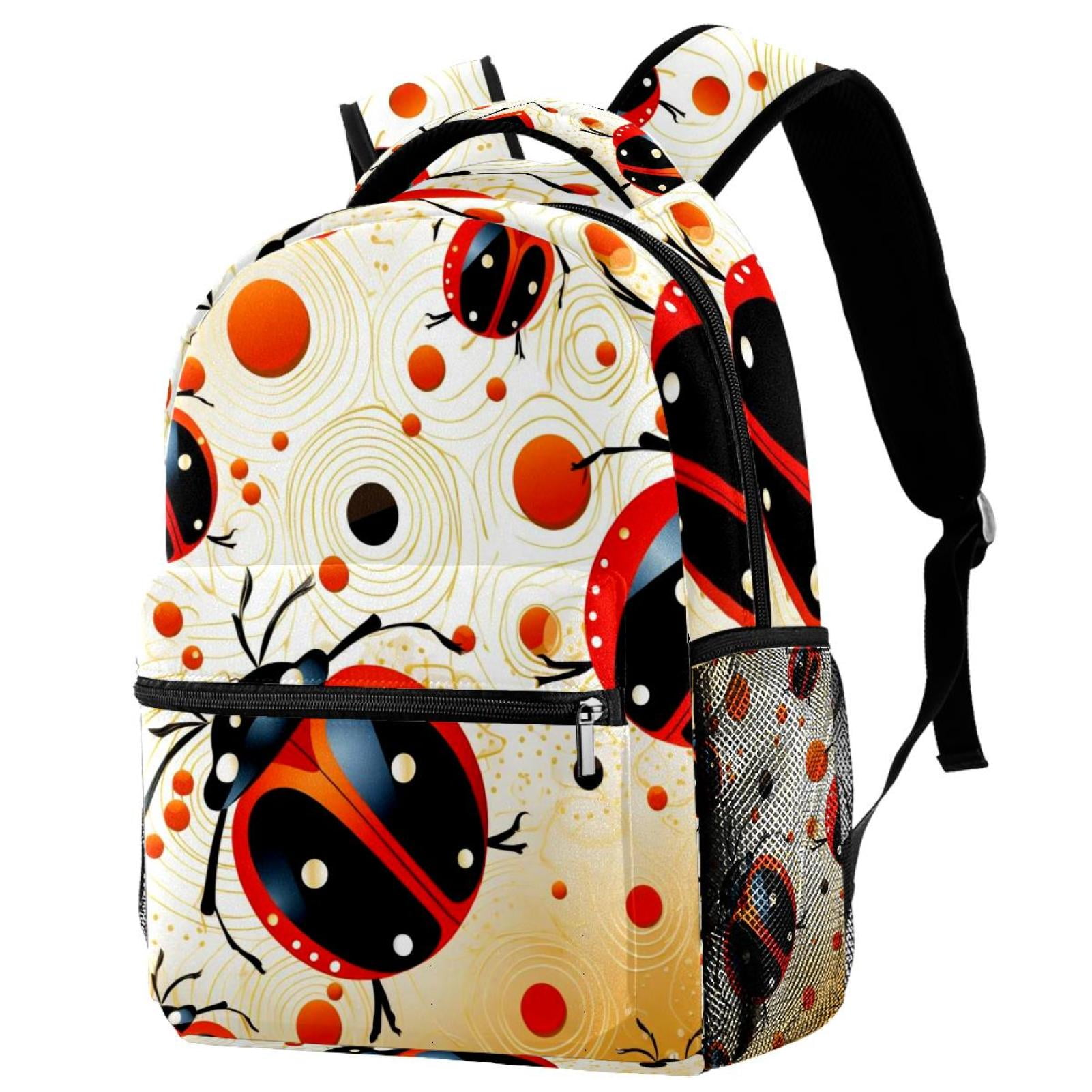 Ladybugs Red Black Cute Lightweight Backpacks Roomy Interior, Casual ...