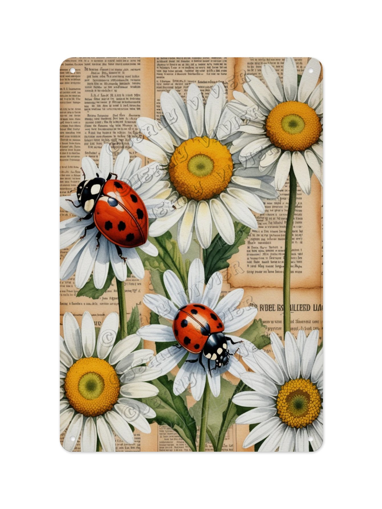 Ladybugs Retro Tin Sign 8x12 Inches - Farmhouse Bug wall decor, Country ...