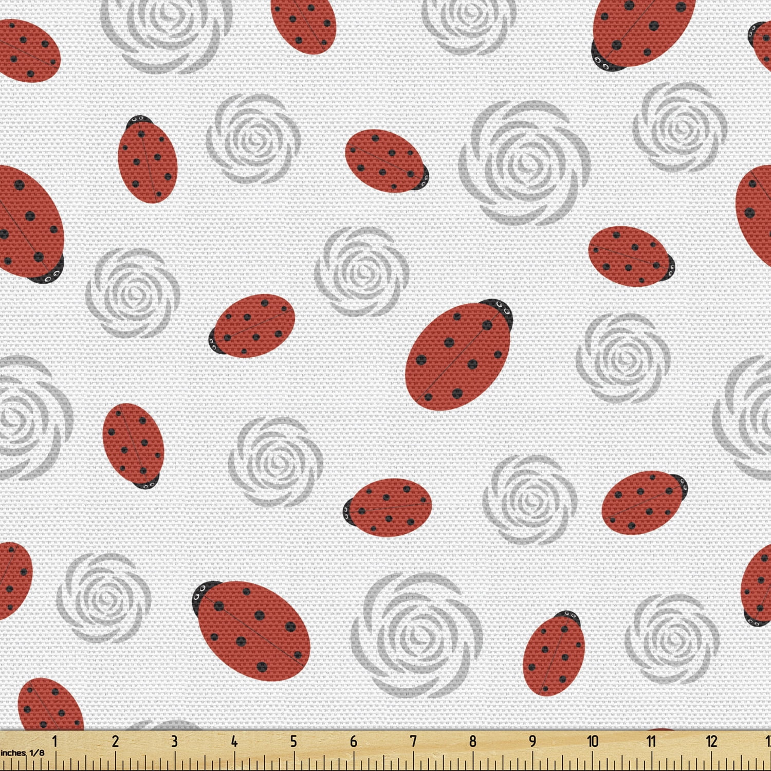 Ambesonne Ladybugs Fabric by the Yard Upholstery, Animal Illsutration ...