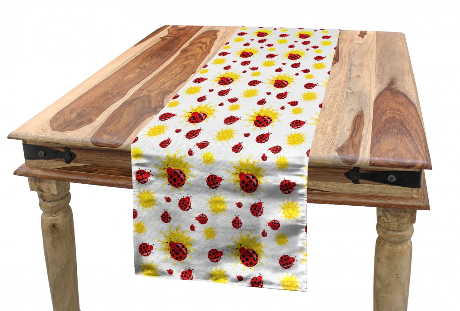 Ladybugs Table Runner, Summer Season Inspired Sun Pattern Bugs Animal ...