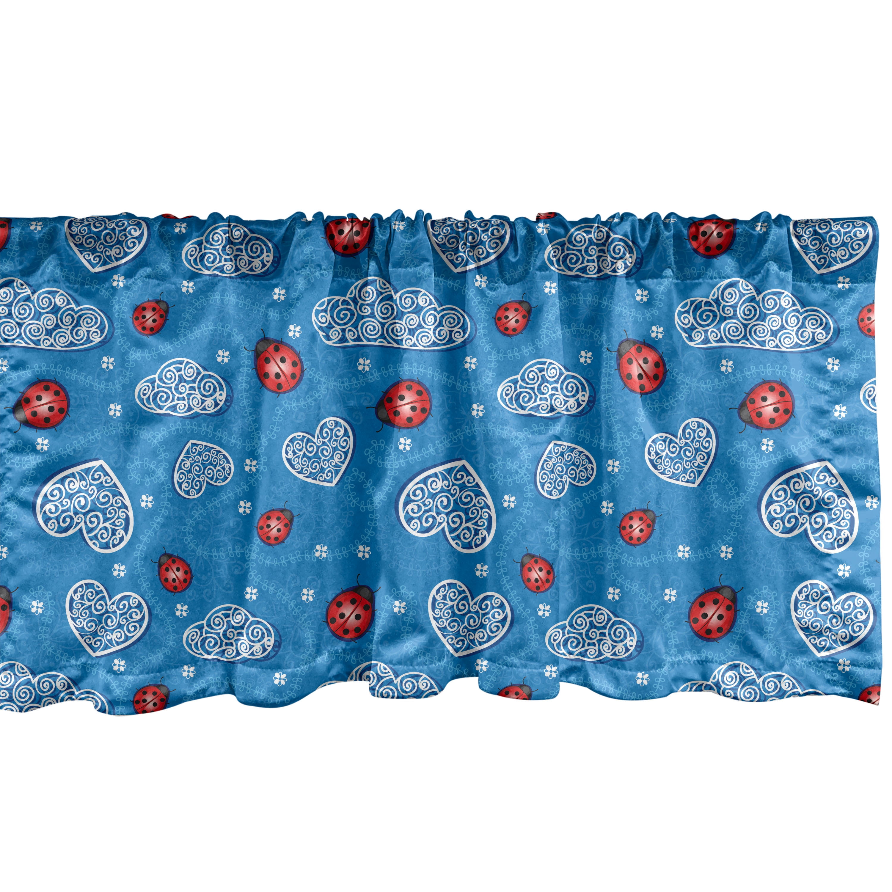 Ladybugs Window Valance, Ladybugs and Ornate Clouds Magic in the Air Pure Hope Creatures Art ...