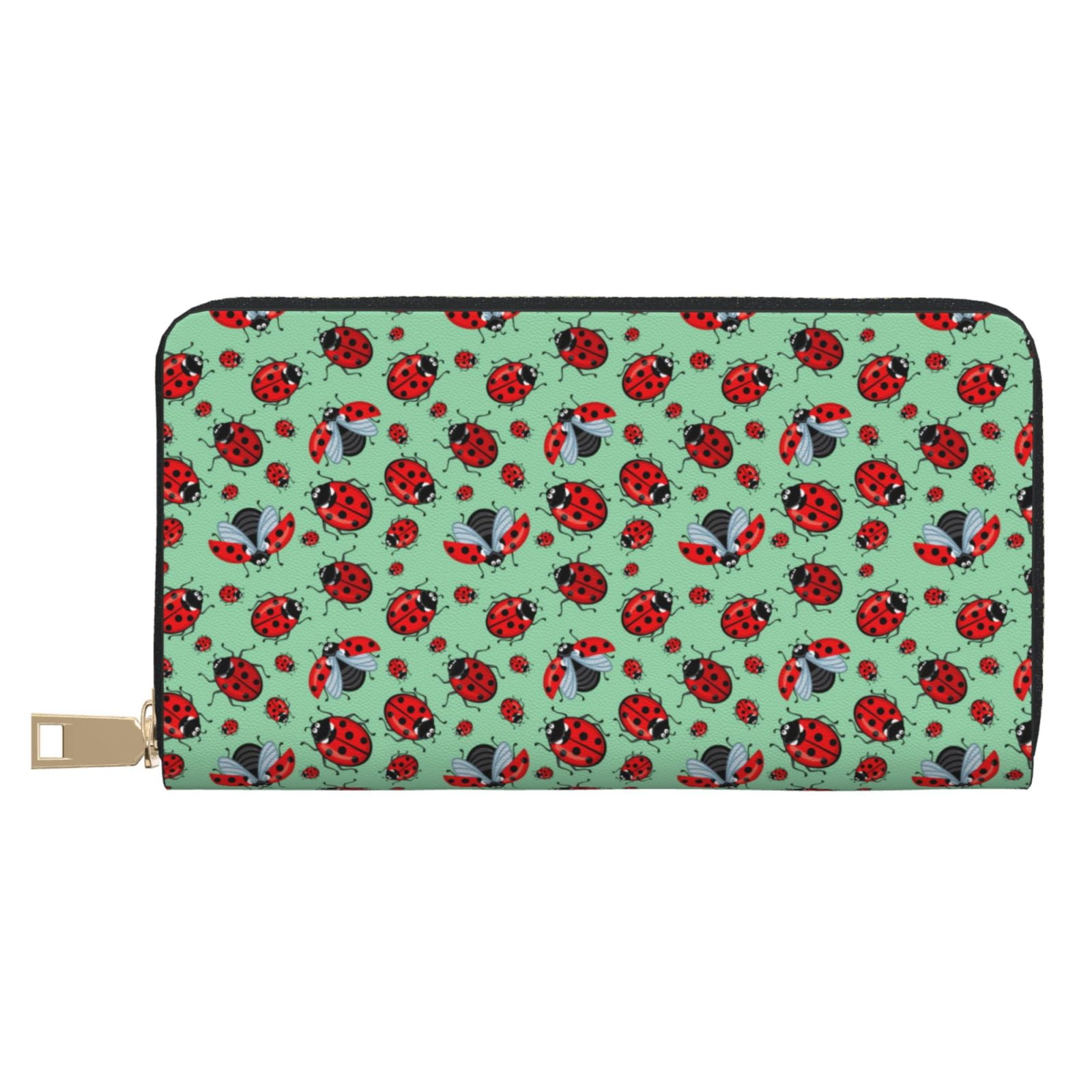 Ladybugs in green Wallet Women, Leather Bifold Multi Card Wallet, Women ...