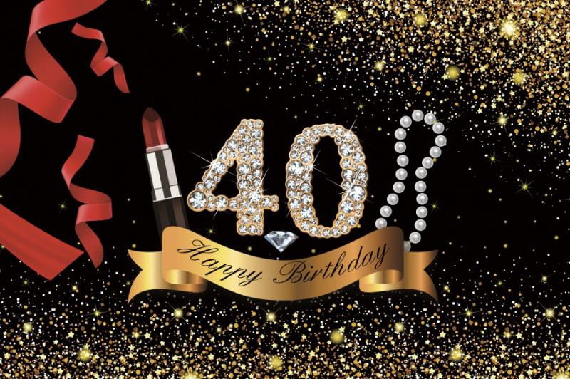Laeacco 45th Birthday Banner Light Bokeh Glitters RibbonsCustom ...