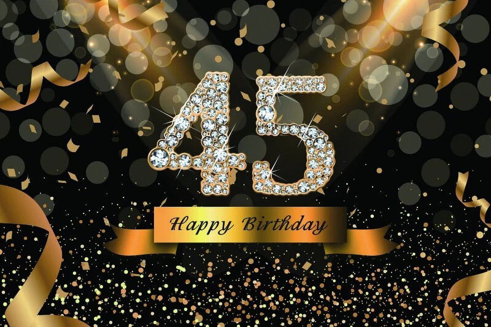 Laeacco 45th Birthday Banner Light Bokeh Glitters RibbonsCustom Photography Backgrounds Photo ...