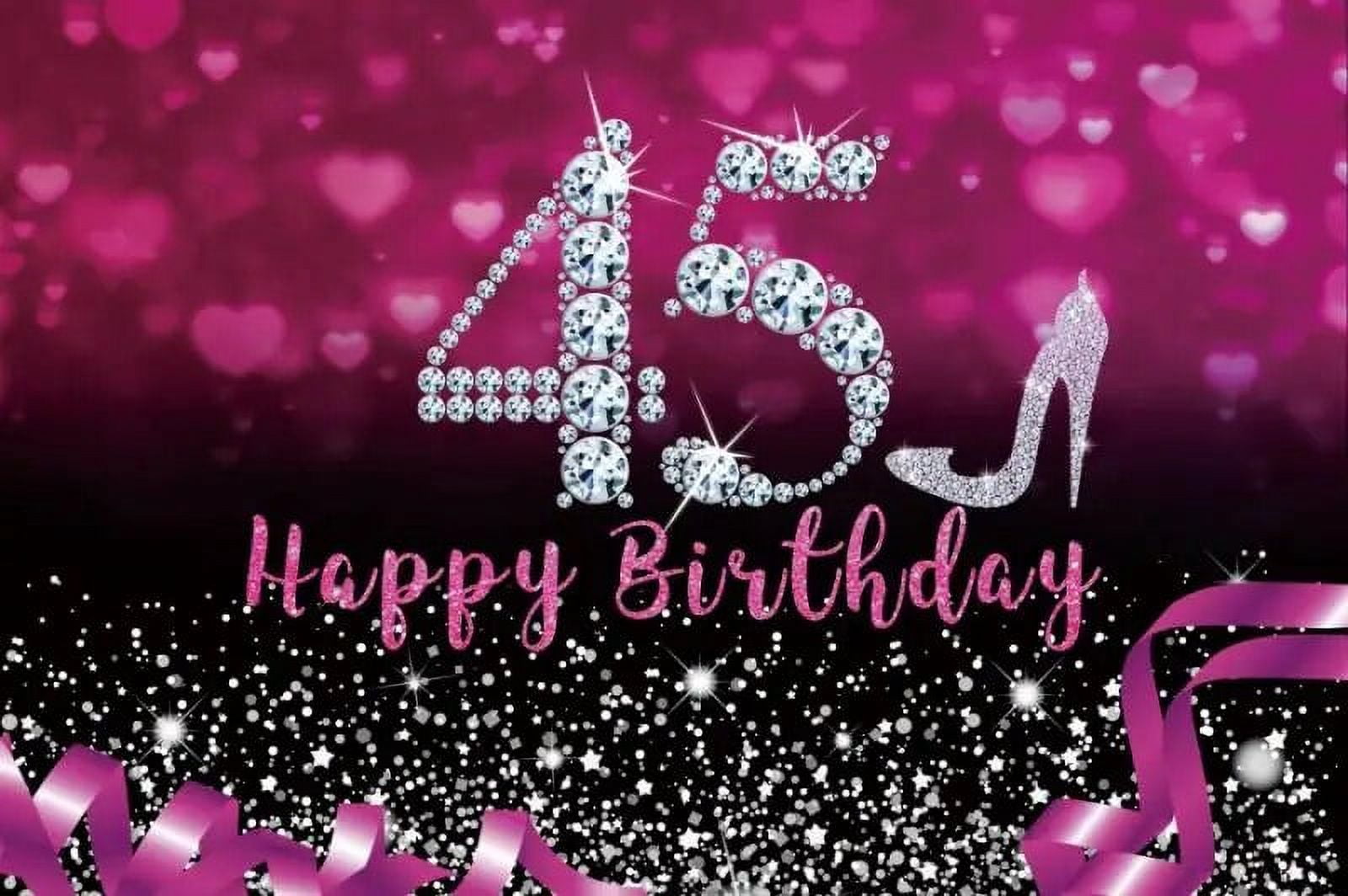 Laeacco 45th Birthday Banner Light Bokeh Glitters RibbonsCustom ...