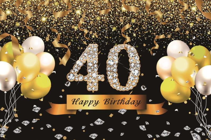 Laeacco 45th Birthday Banner Light Bokeh Glitters RibbonsCustom ...