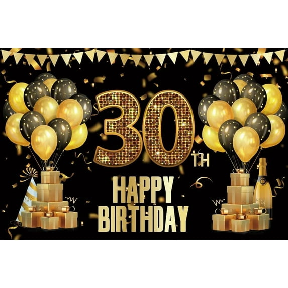 Laeacco 45th Birthday Banner Light Bokeh Glitters RibbonsCustom ...