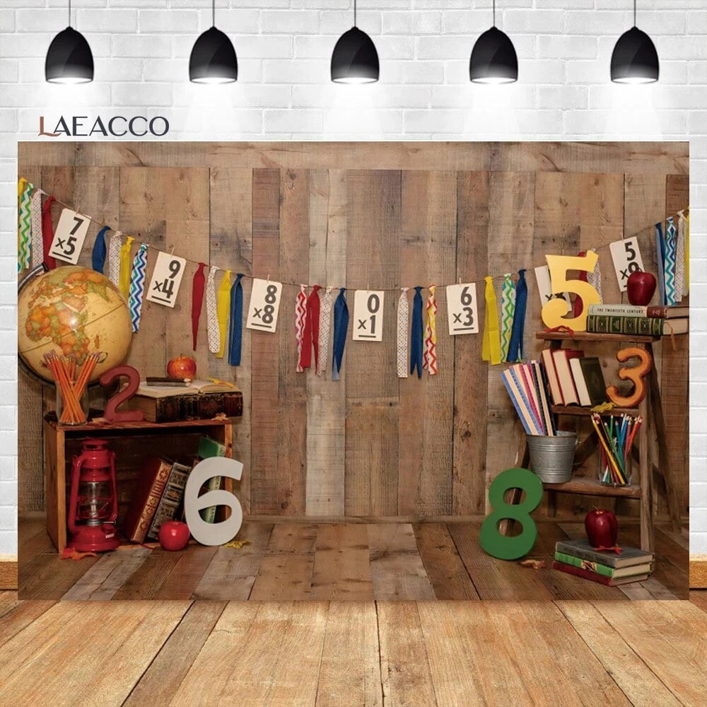 Laeacco Baby Birthday Photo Backgrounds Blue Balloons Clouds Flags ...