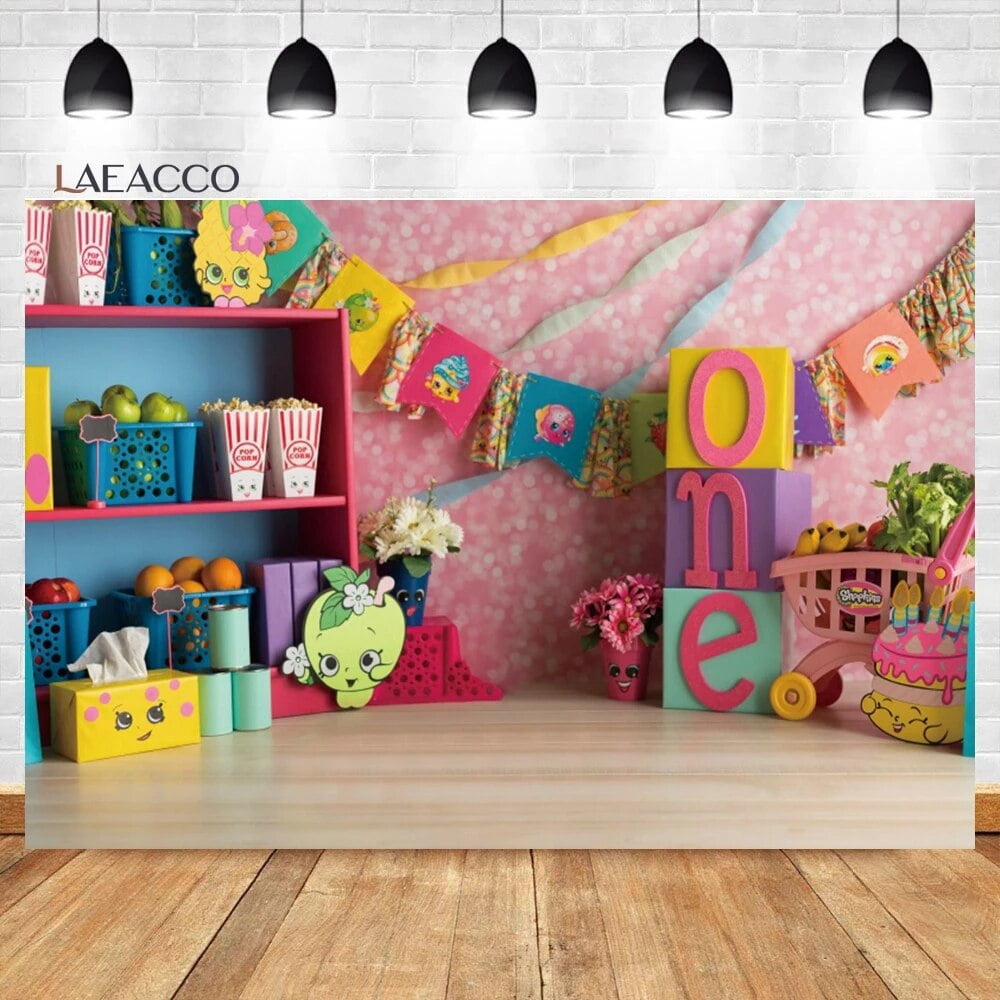 Laeacco Baby Birthday Photo Backgrounds Blue Balloons Clouds Flags ...