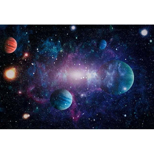 Laeacco Baby Birthday Photozone Universe Space Planets Glitters Earth ...