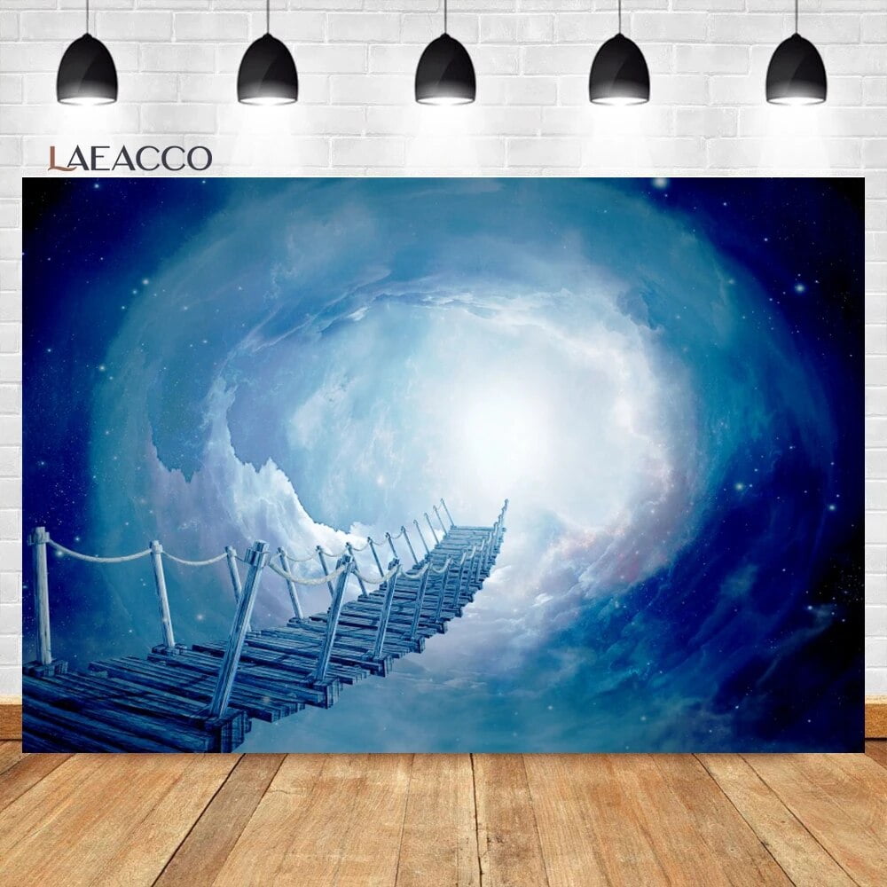 Laeacco Baby Shower Backgrounds Blue Sky White Clouds Stars Flowers ...
