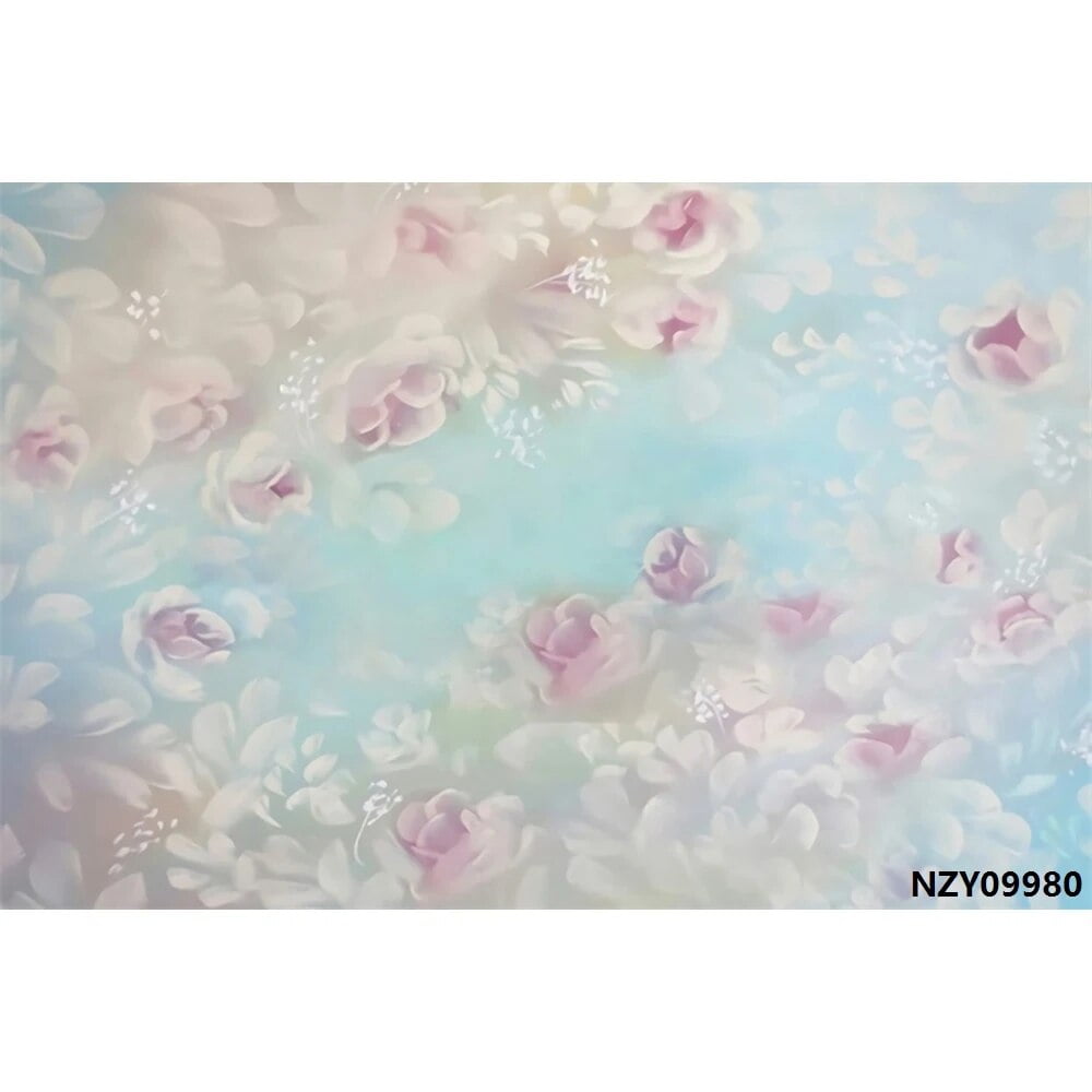 Laeacco Baby Shower Photozone Blue Sky White Clouds Flowers Children ...