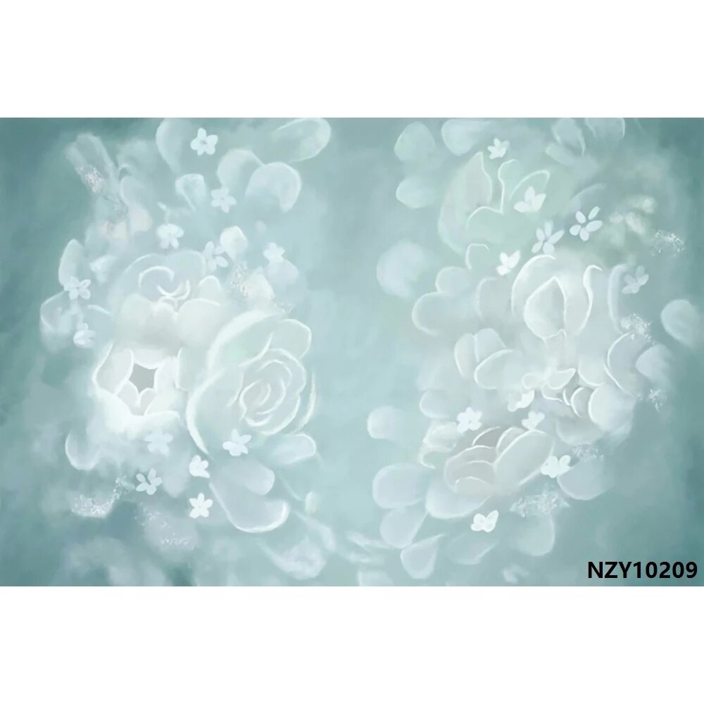 Laeacco Baby Shower Photozone Blue Sky White Clouds Flowers Children ...