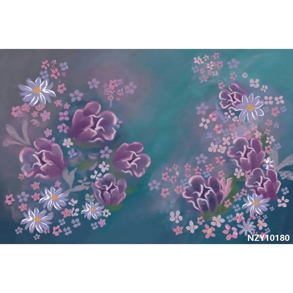 Laeacco Baby Shower Photozone Blue Sky White Clouds Flowers Children ...