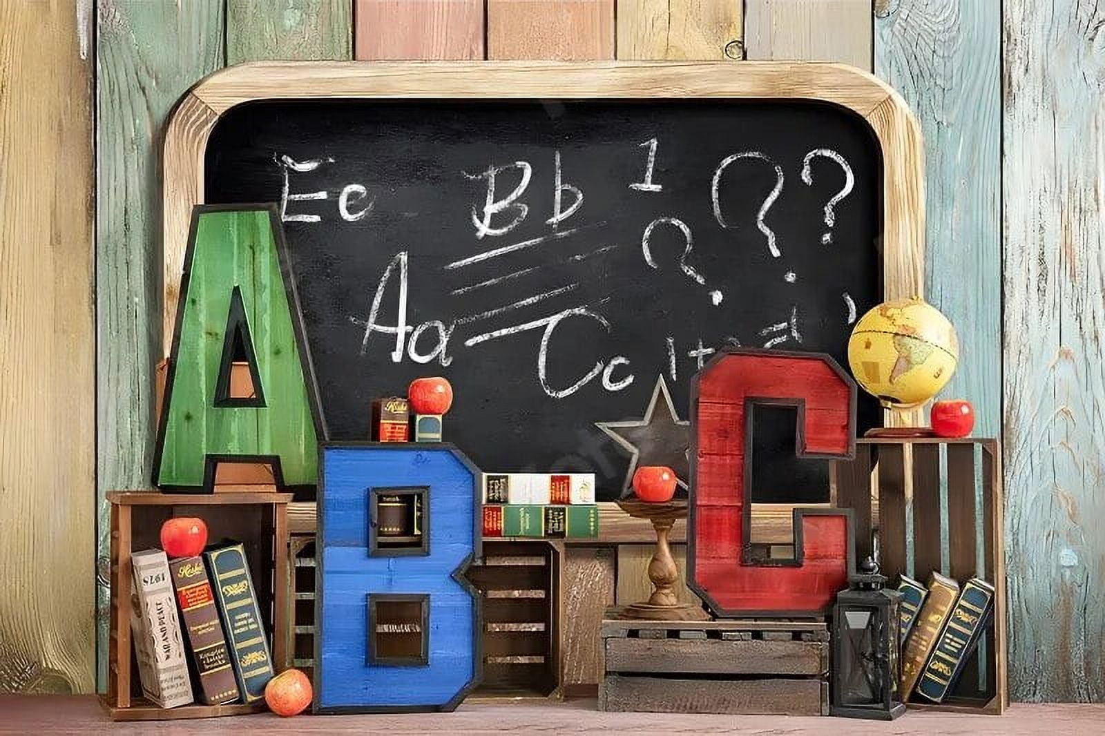 Laeacco Back to School Photography Background Classroom Chalkboard Wood ...