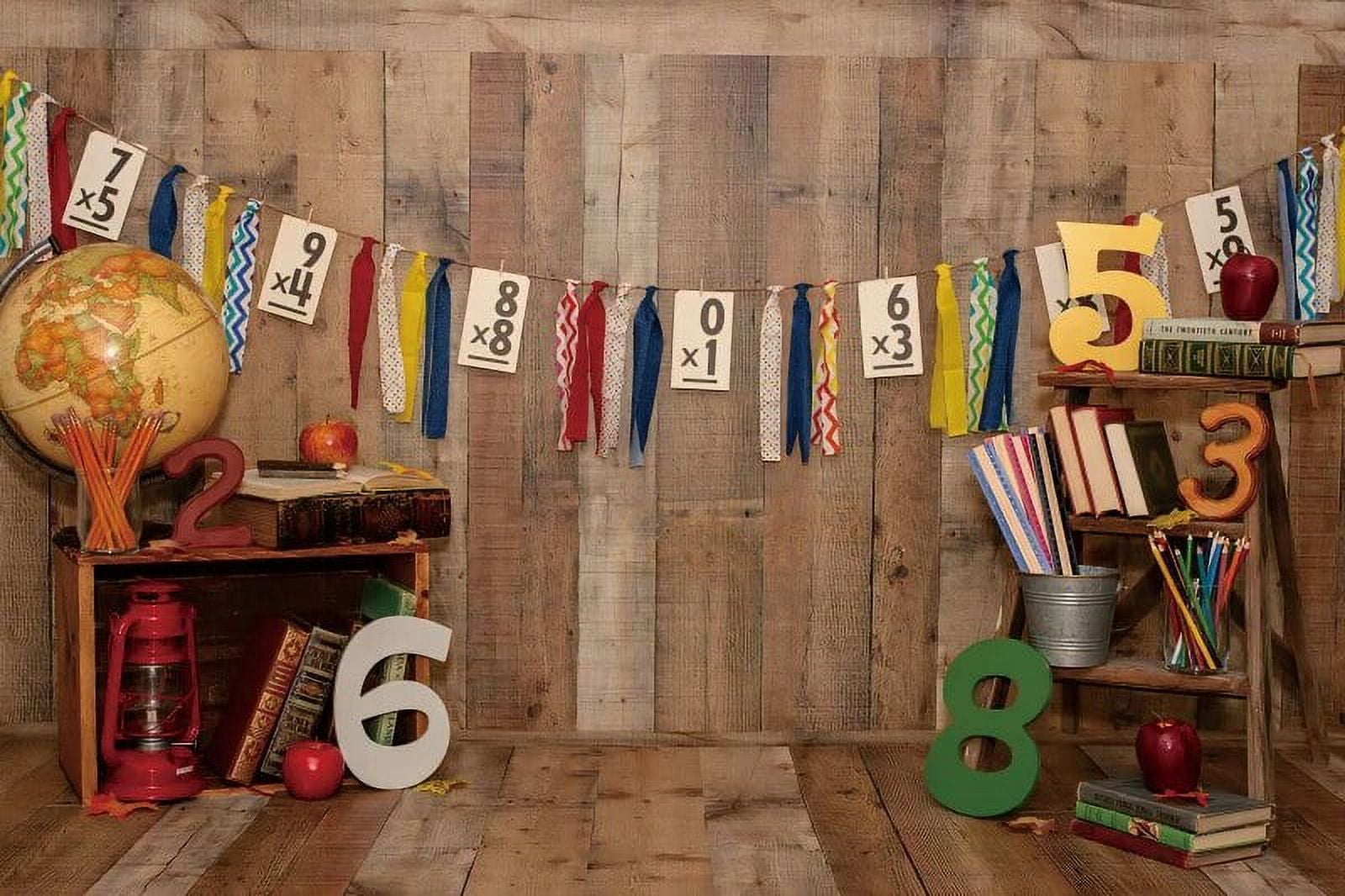 Laeacco Back to School Photography Background Classroom Chalkboard Wood ...