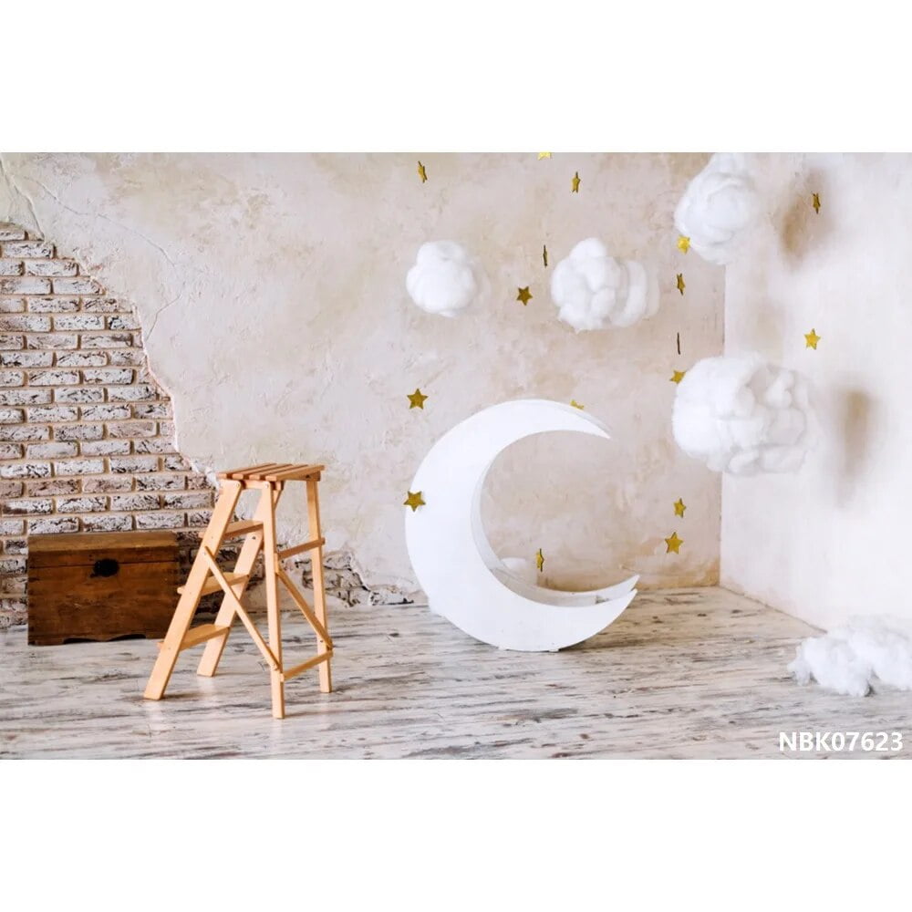 Laeacco Birthday Baby Shower Newborn Photophone Moon Stars Clouds ...