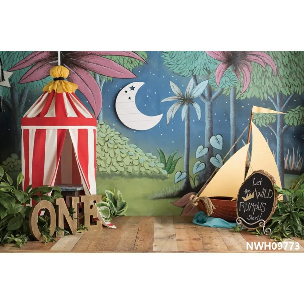 Laeacco Birthday Baby Shower Newborn Photophone Moon Stars Clouds ...