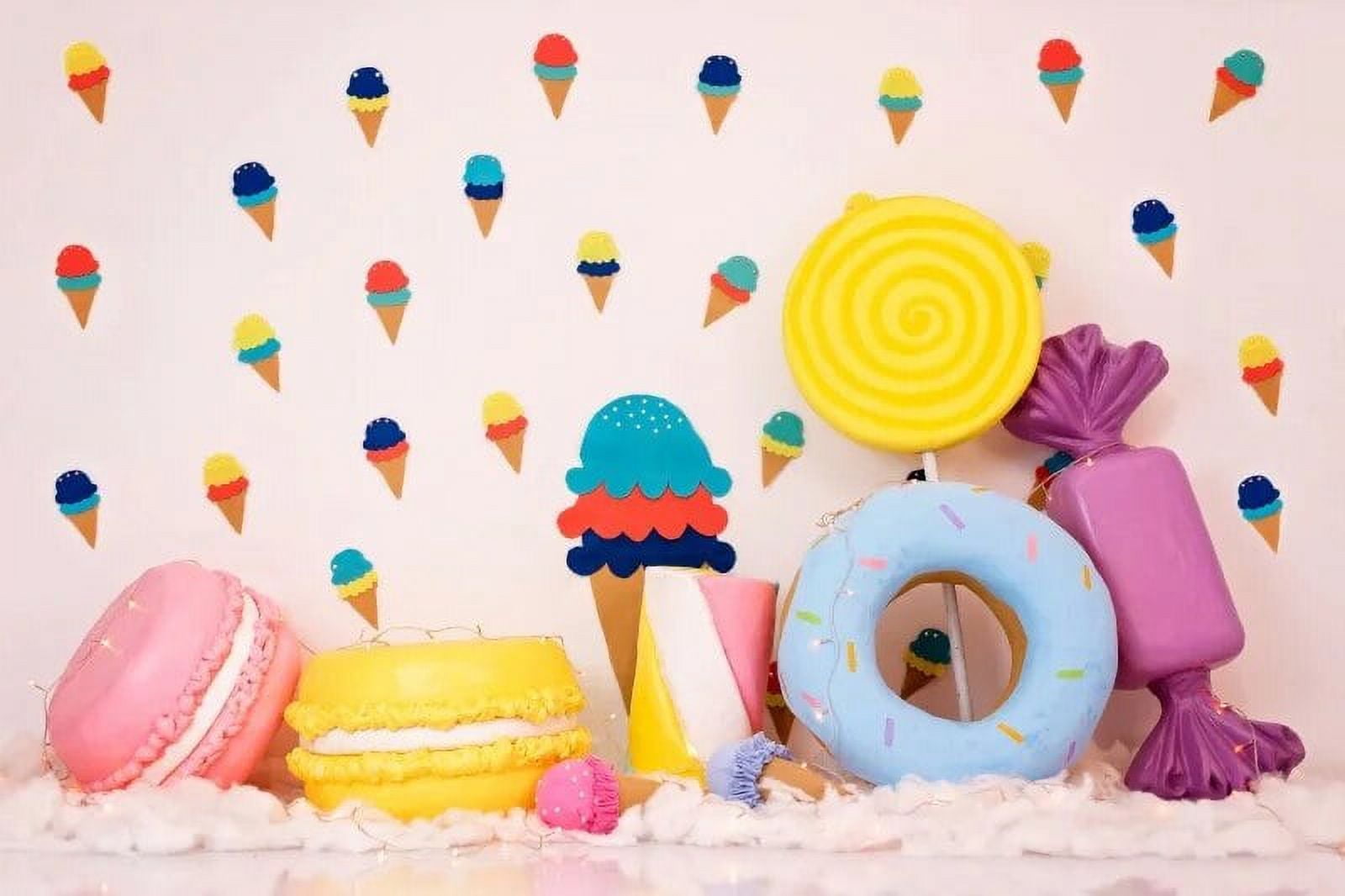 Laeacco Birthday Backdrops Candy Lollipop Cake Ice Cream Donut Kids ...