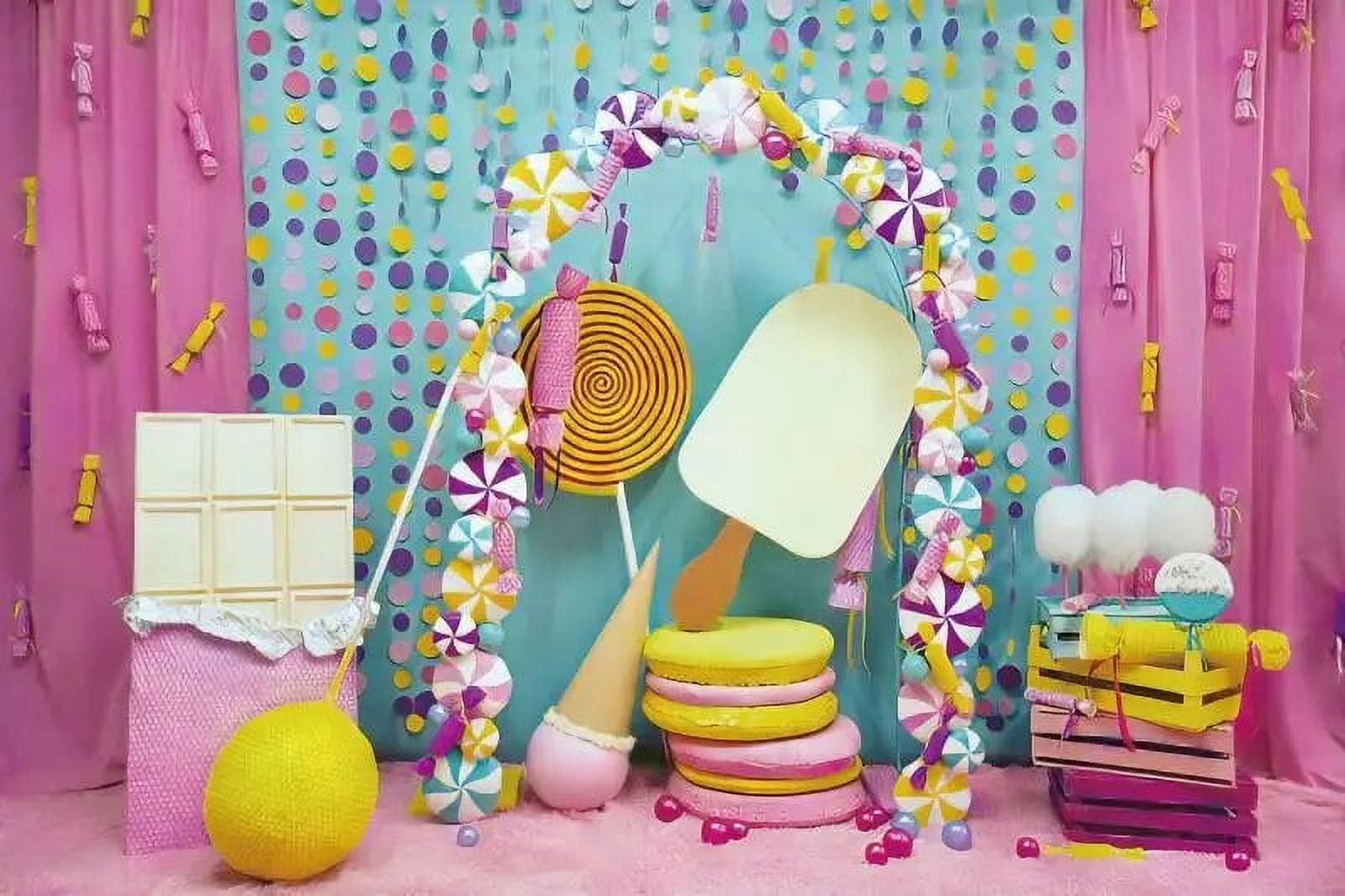 Laeacco Birthday Backdrops Candy Lollipop Cake Ice Cream Donut Kids ...