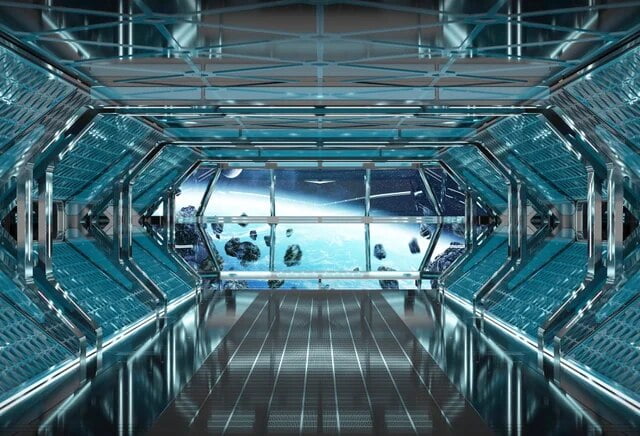 Laeacco Birthday Backdrops Universe Space Capsule Spaceship Astronaut ...