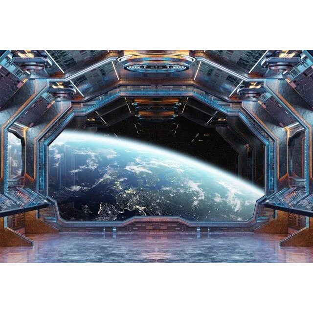 Laeacco Birthday Backdrops Universe Space Capsule Spaceship Astronaut ...