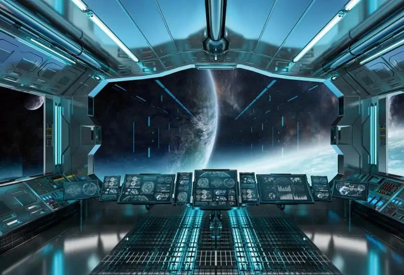 Laeacco Birthday Backdrops Universe Space Capsule Spaceship Astronaut ...