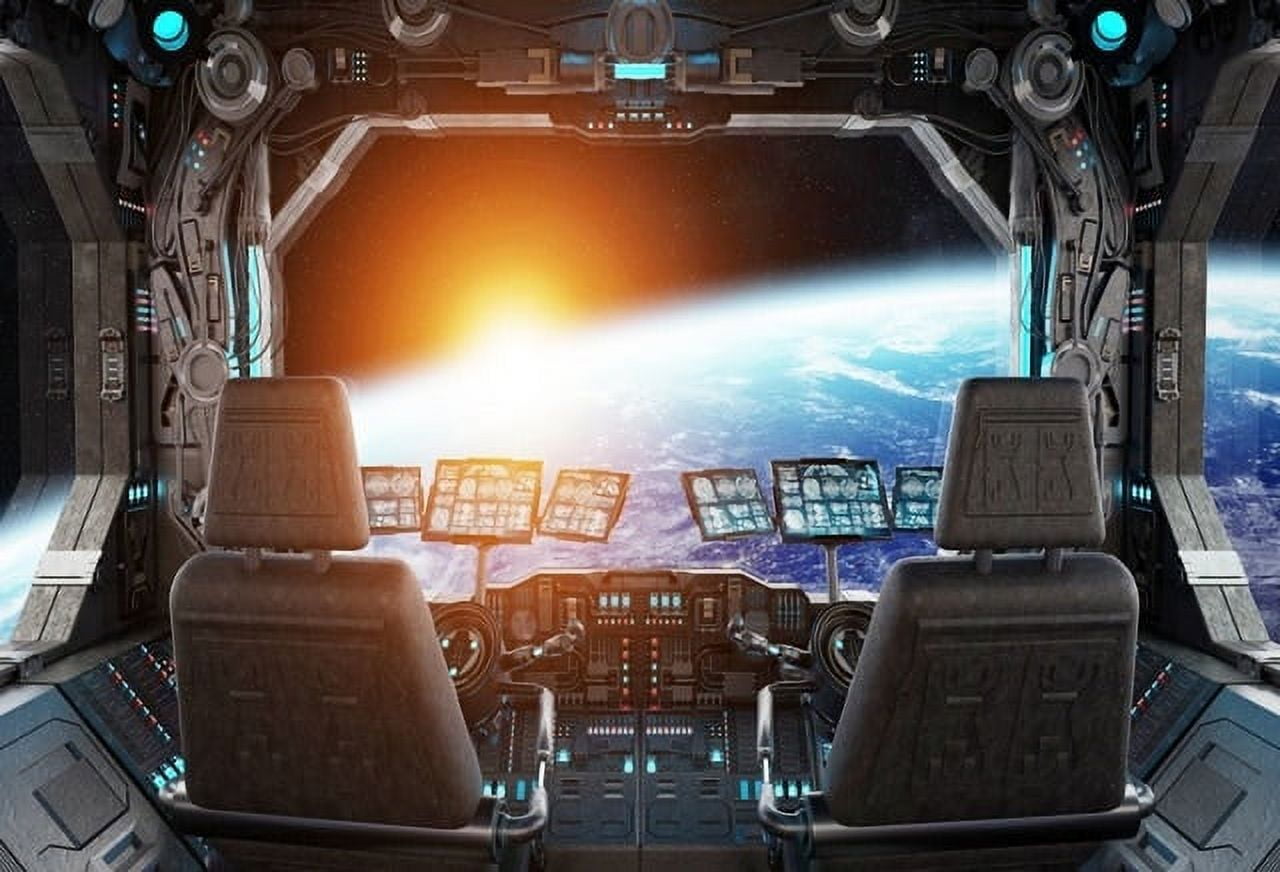 Laeacco Birthday Backdrops Universe Space Capsule Spaceship Astronaut ...