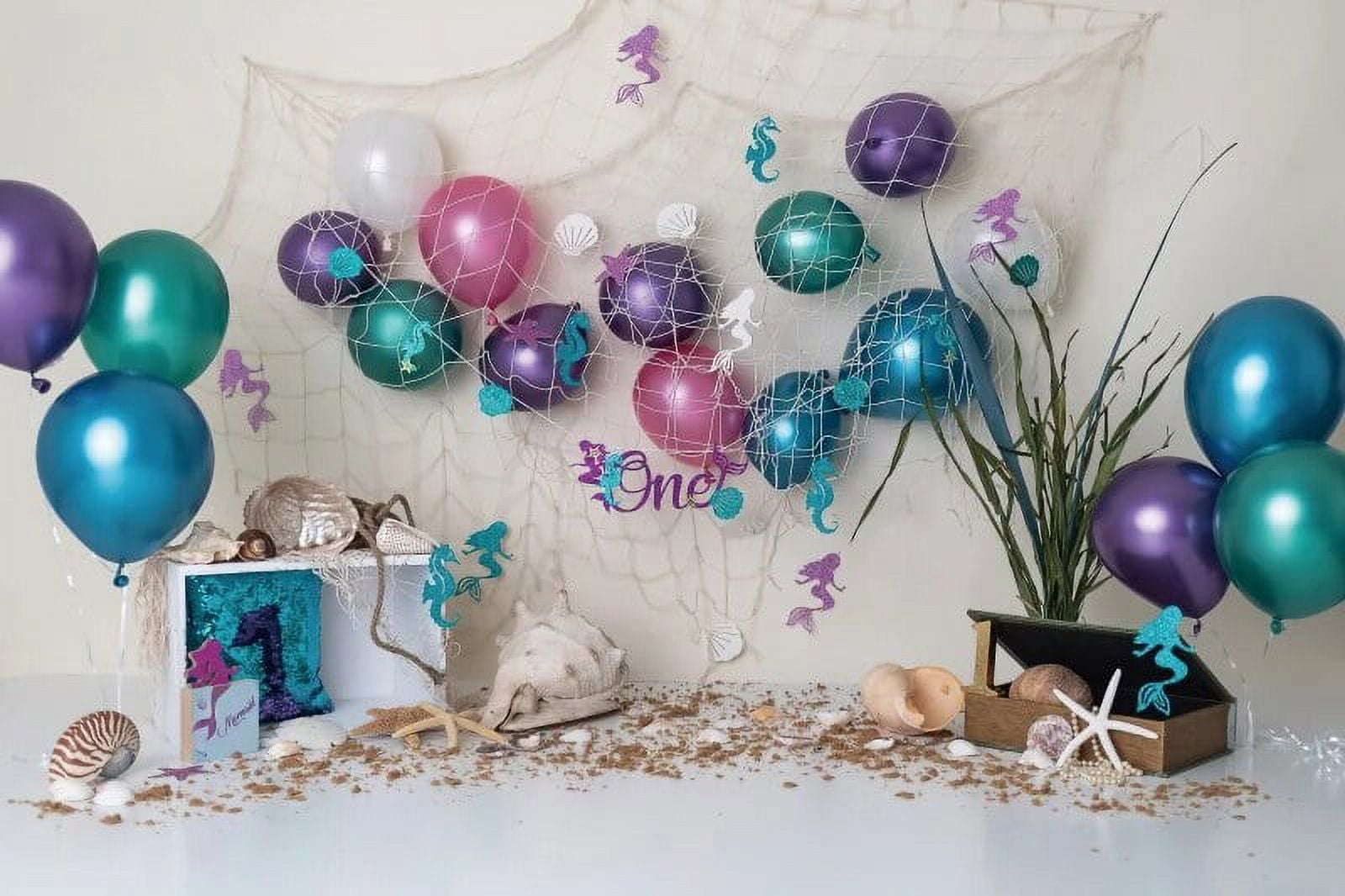 Laeacco Birthday Backgrounds Gray Wall Balloons Clouds Bear Gifts Baby ...
