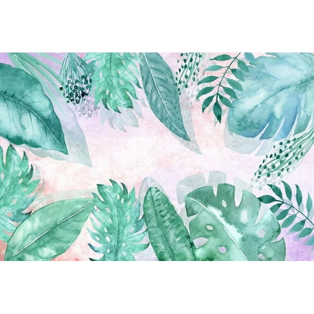 Laeacco Birthday Photo Backdrops Tropical Jungle Party Green Leaves ...