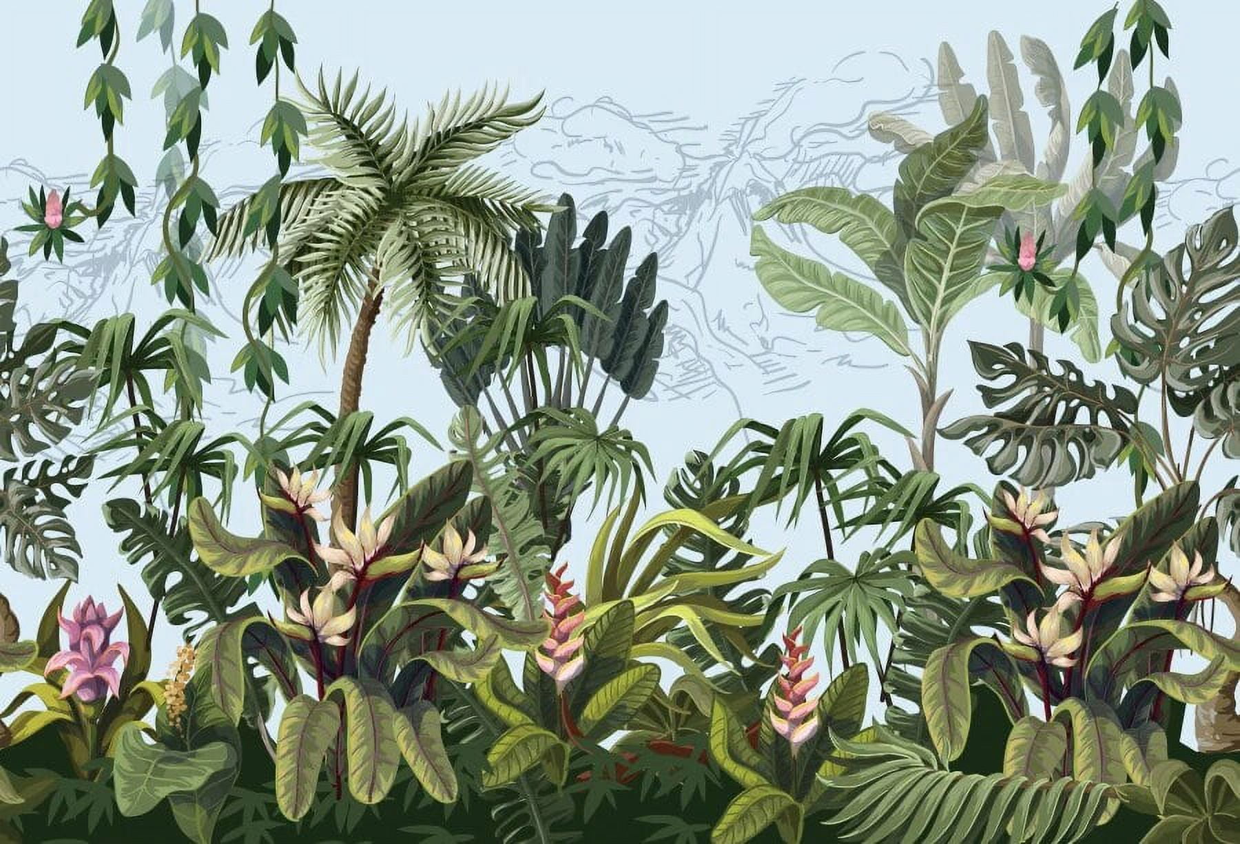 Laeacco Birthday Photo Backdrops Tropical Jungle Party Green Leaves ...