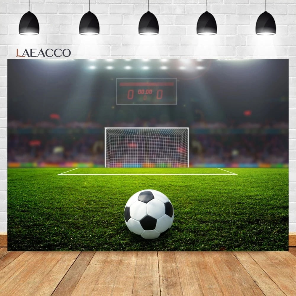Laeacco Birthday Photocall Football Field Grassland Lights Stadium ...