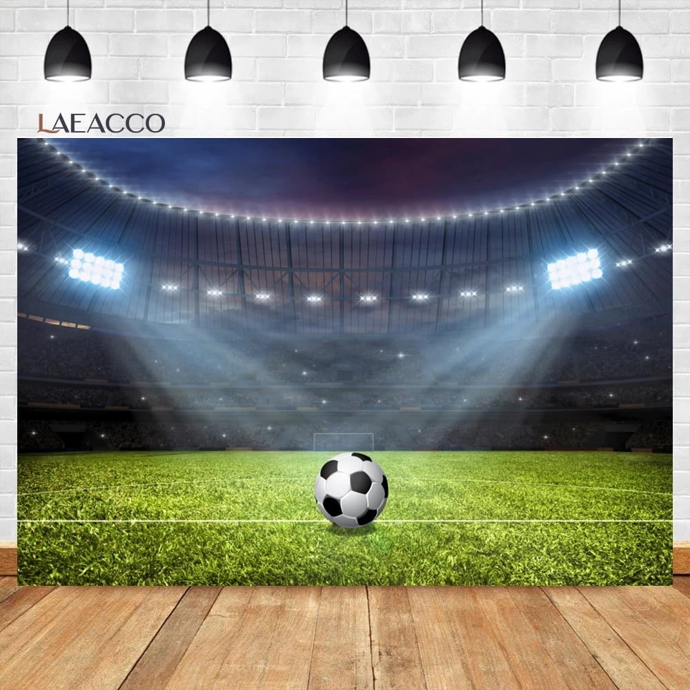 Laeacco Birthday Photocall Football Field Grassland Lights Stadium ...