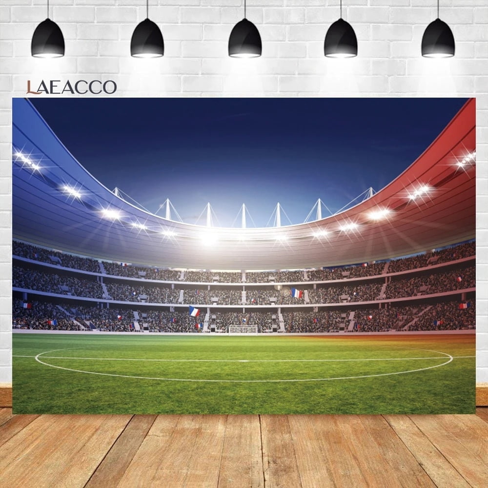 Laeacco Birthday Photocall Football Field Grassland Lights Stadium ...