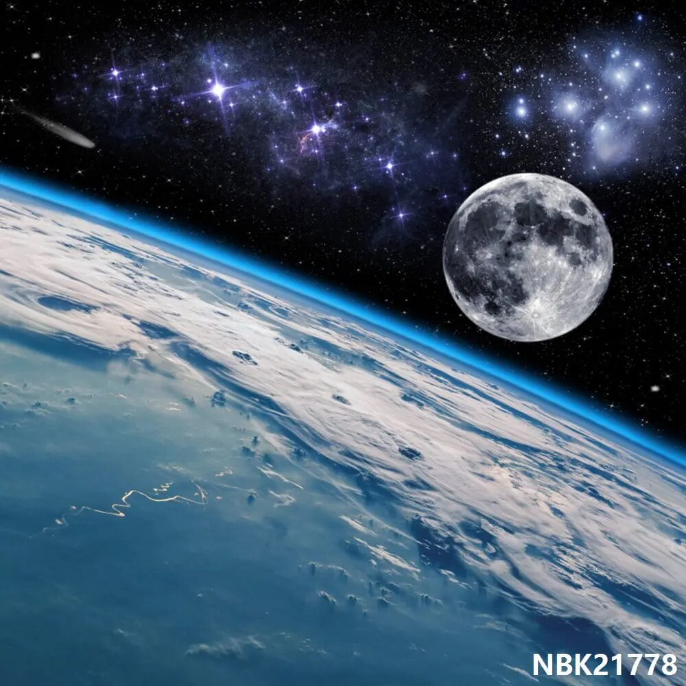 Laeacco Birthday Photography Backdrops Universe Space Earth Moon Planet ...