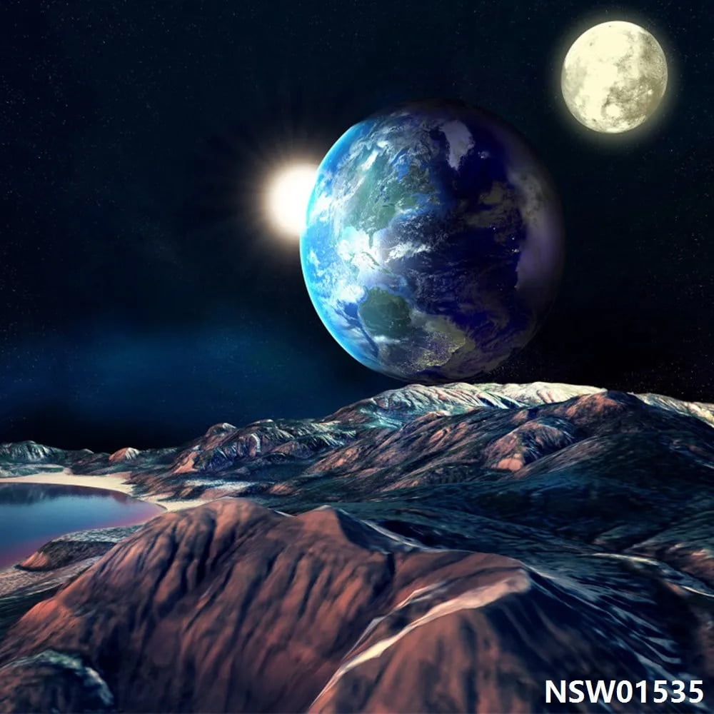 Laeacco Birthday Photography Backdrops Universe Space Earth Moon Planet ...
