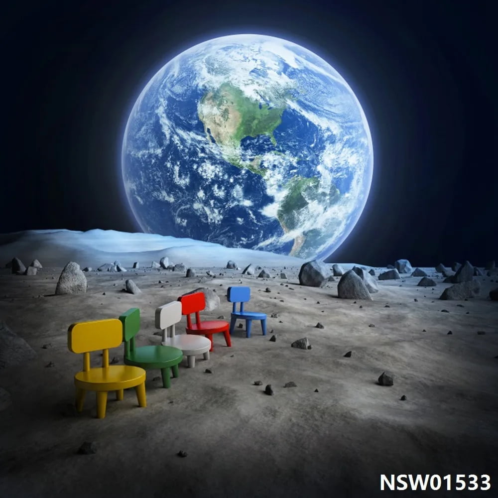 Laeacco Birthday Photography Backdrops Universe Space Earth Moon Planet ...