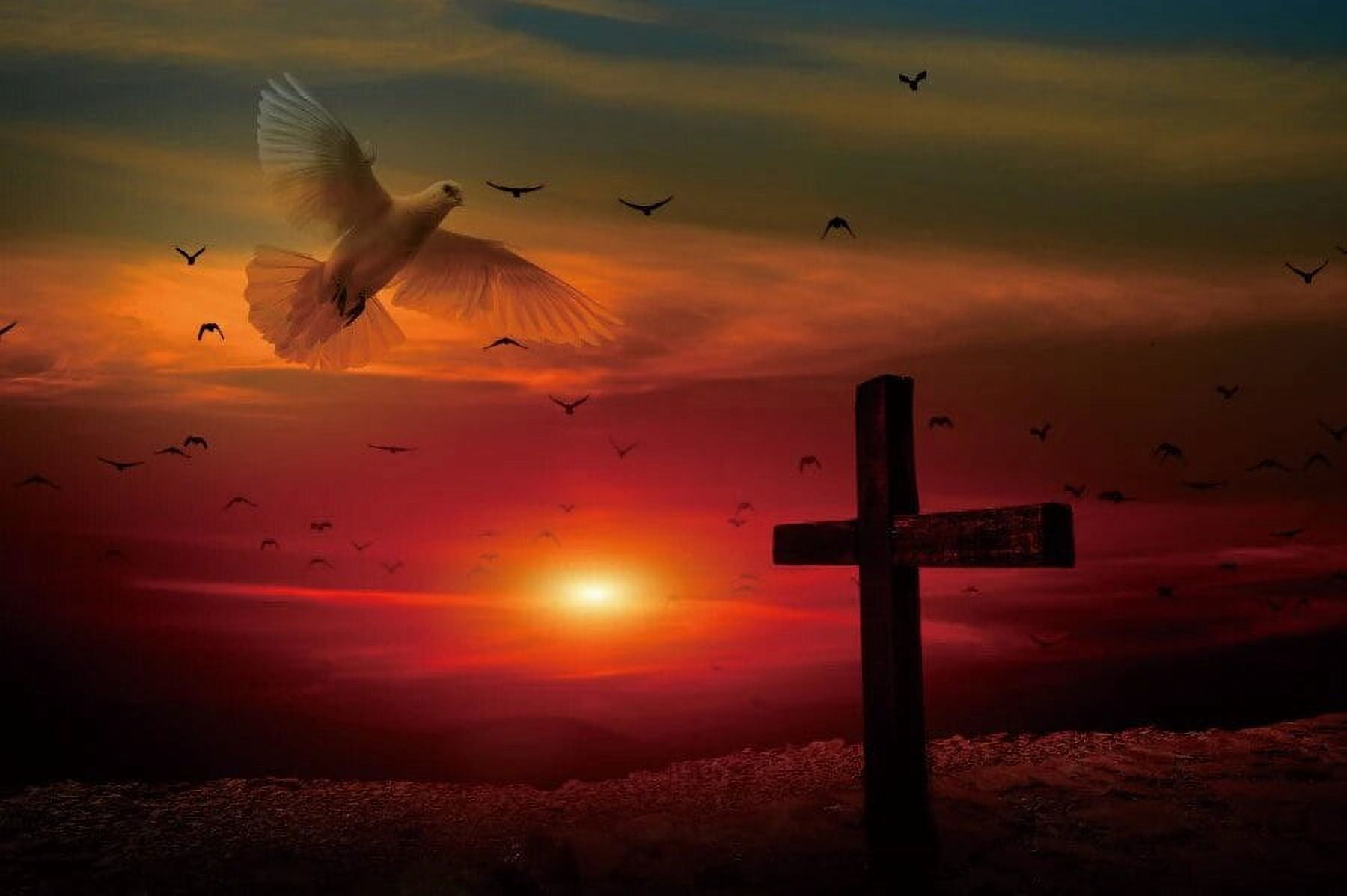 Laeacco Blue Sky Christian Cross Backdrop Easter Religious Heaven ...