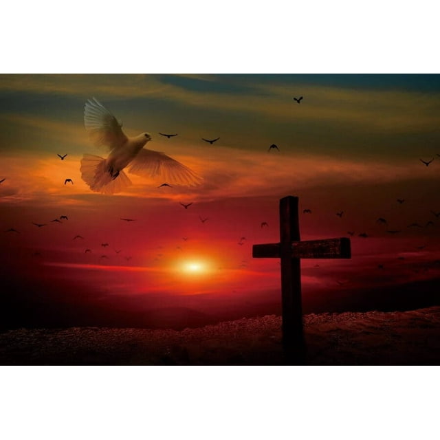 Laeacco Blue Sky Christian Cross Backdrop Easter Religious Heaven ...