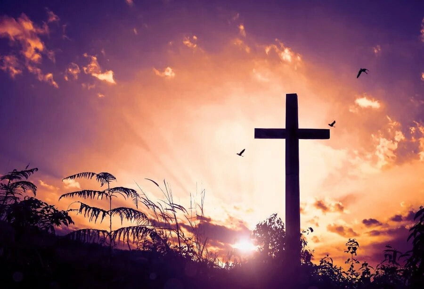 Laeacco Blue Sky Christian Cross Backdrop Easter Religious Heaven ...